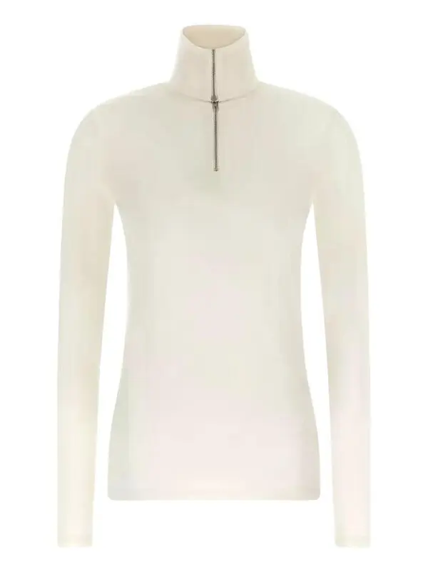 JIL SANDER Half-zip High Neck Long Sleeve Sweater - Neutrals