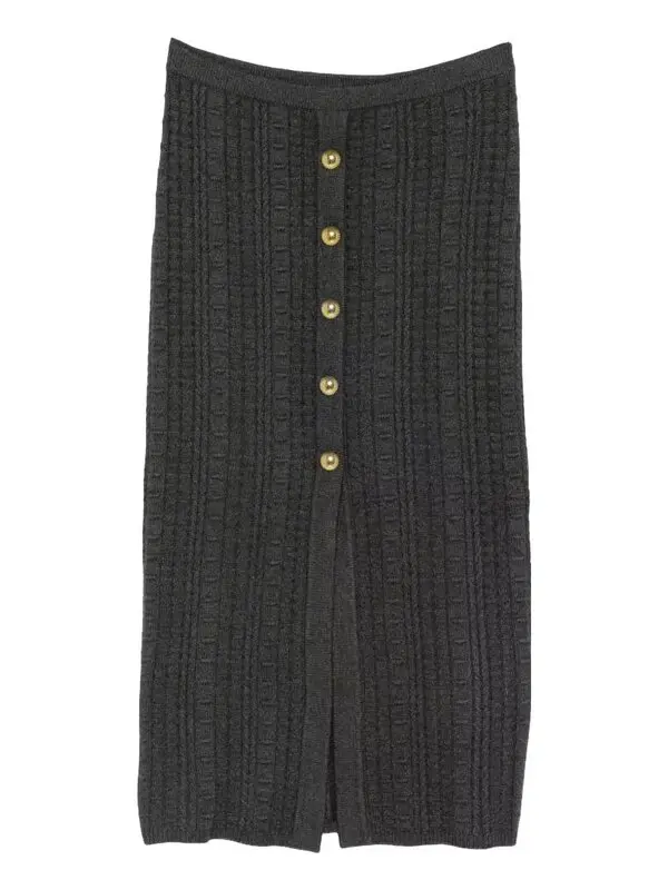 TWINSET Cable-knit Midi Skirt With Button Front - Grey