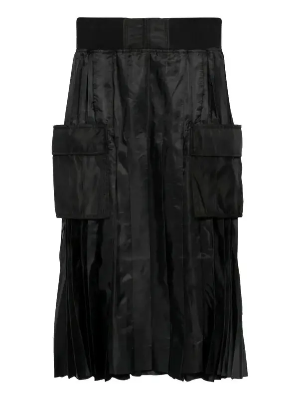 Sacai Quilted Pleated Midi Skirt - Black