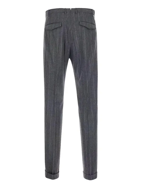 PT TORINO Pinstripe Pattern Pleated Trousers - Grey