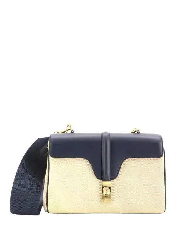 Celine Soft 16 Bag Canvas And Leather Shoulder Bag - Blue