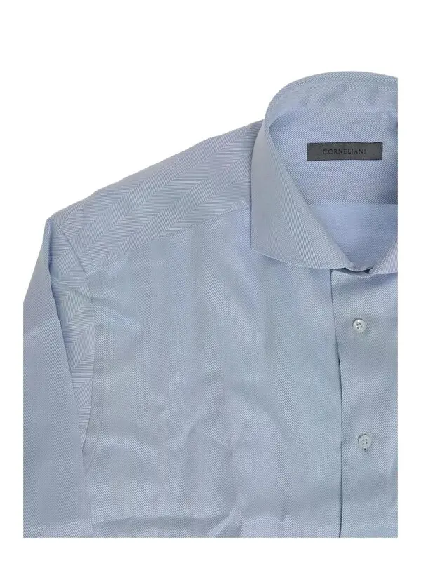 Corneliani Herringbone-pattern French-collar Shirt - Blue