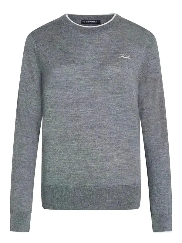 Karl Lagerfeld Merino Wool Crew-neck Sweater - Grey