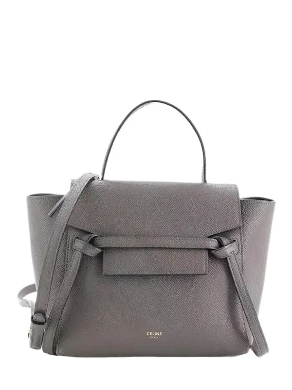 Celine Belt Bag Textured Leather Nano Shoulder Bag - Grey