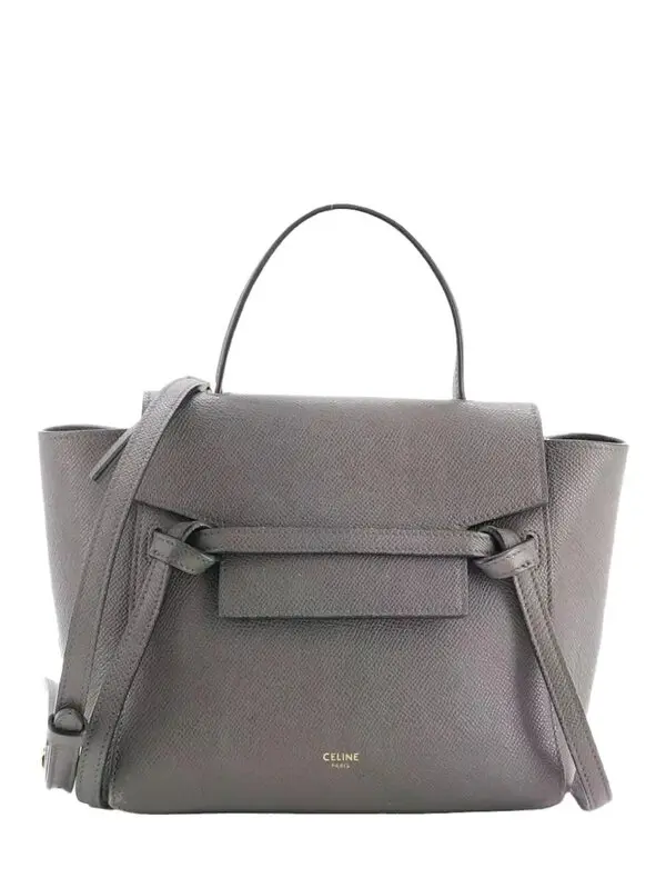 Celine Belt Bag Textured Leather Nano Shoulder Bag - Grey
