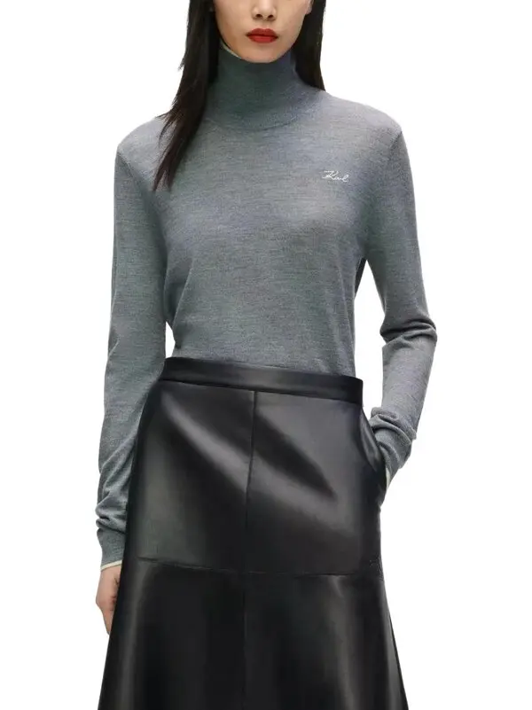 Karl Lagerfeld Wool Roll Neck Sweater - Grey