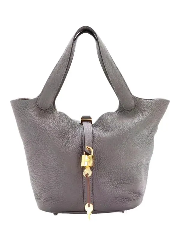 Hermès Picotin Lock Bag Clemence Mm Bucket Bag - Grey