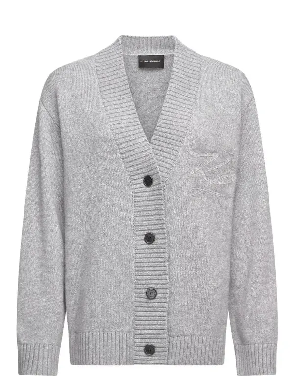 Karl Lagerfeld Mélange Soutache Cardigan - Grey