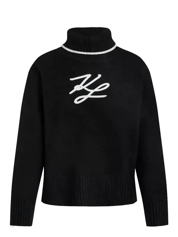 Karl Lagerfeld Soutache Turtleneck Sweater - Black
