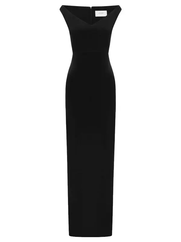 Alex Perry Off-shoulder V-neck Maxi Dress - Black