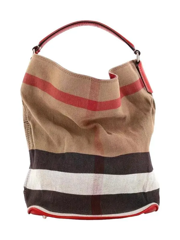 Burberry Ashby House Check Canvas Medium Bucket Bag - Brown