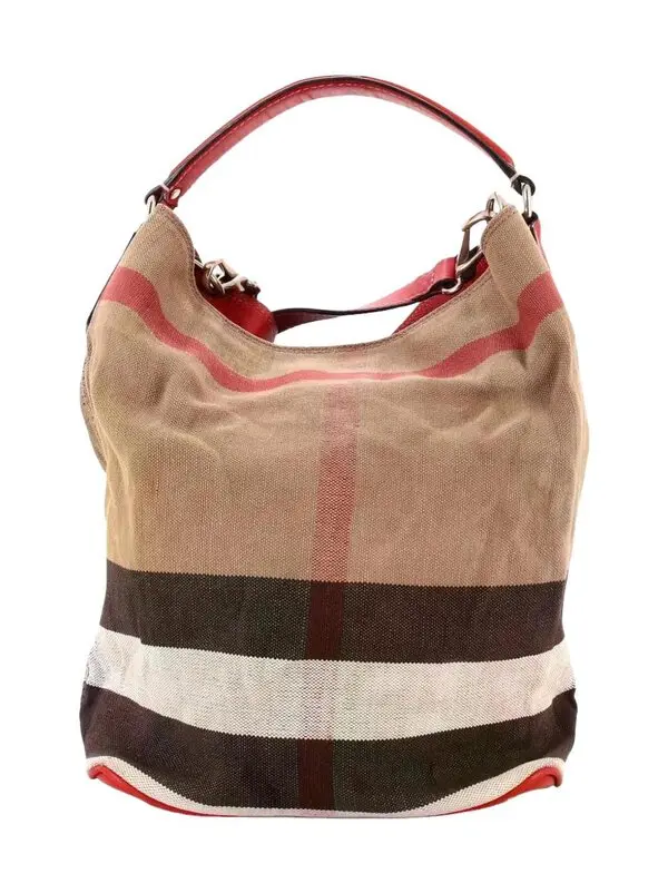 Burberry Ashby House Check Canvas Medium Bucket Bag - Brown
