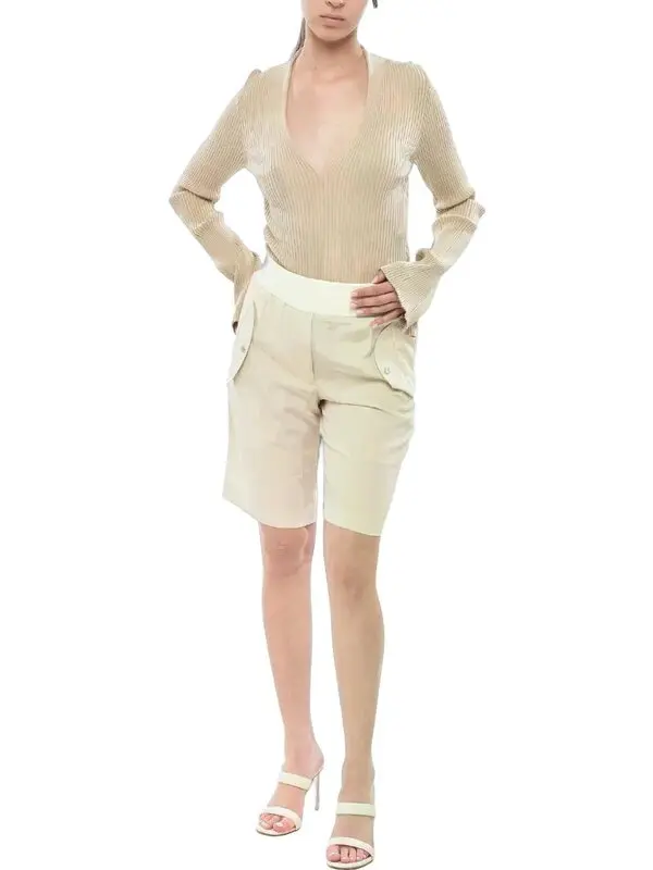 Helmut Lang Beige Silk Elasticated Waistband Shorts - Neutrals