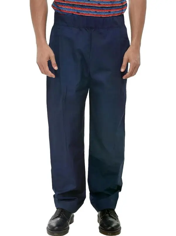 LANEUS Pleated Cotton Trousers - Blue