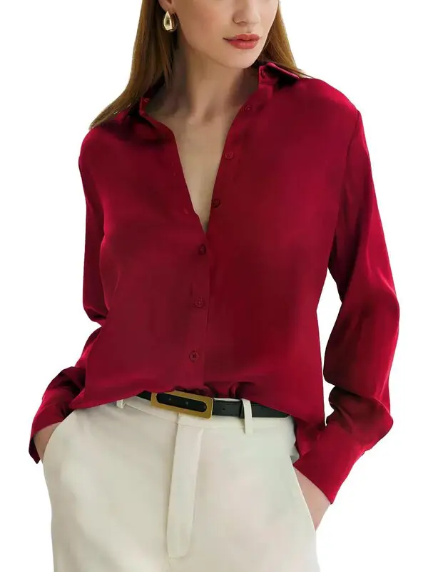 FRAMBOISE Fremont Silk Shirt - Red