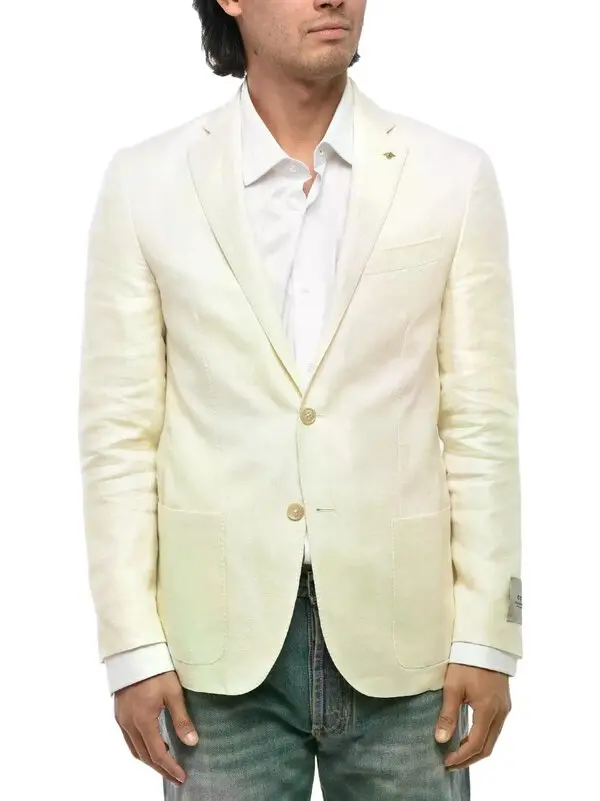 Corneliani Single-breasted Linen-blend Blazer - Neutrals