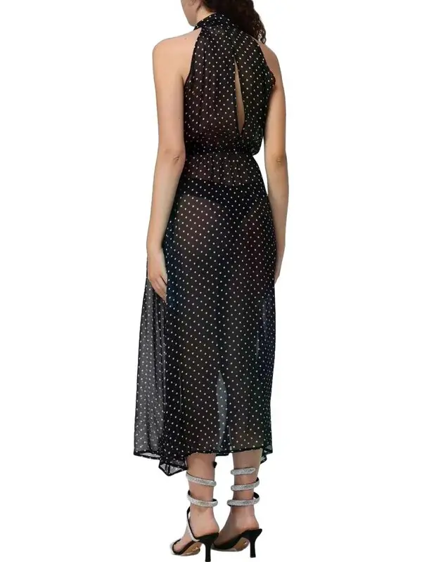 CRIDA MILANO Taormina Polka-dot Chiffon Midi Dress - Black