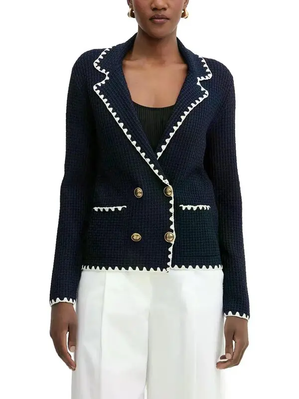 Luisa Spagnoli Crochet-trim Double-breasted Cardigan - Blue