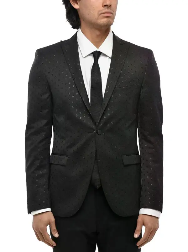 Corneliani Lurex-detail Jacquard Blazer - Black