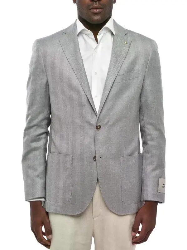Corneliani Herringbone Single-breasted Blazer - Grey