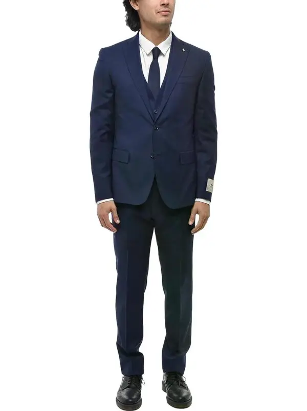 Corneliani Single-breasted Flap-pockets Suit - Blue