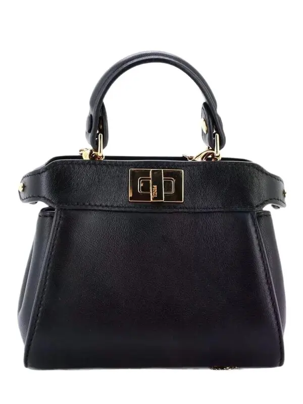 Fendi Peekaboo Leather Nano Crossbody Bag - Black