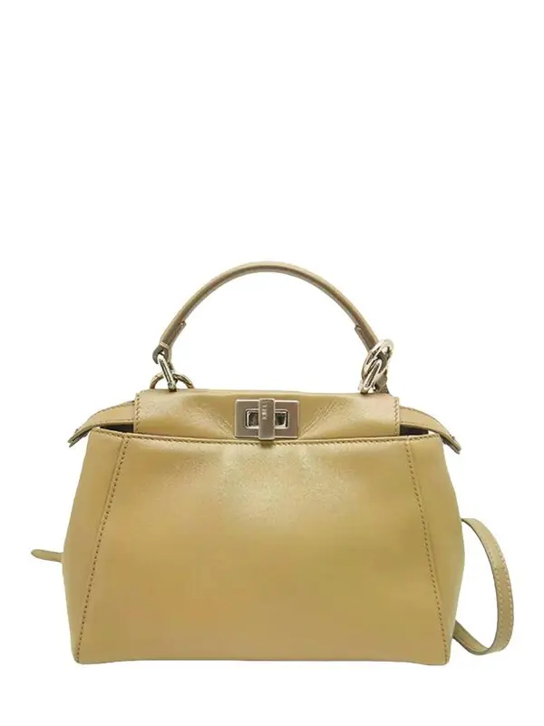 Fendi 2000-2010 Mini Leather Selleria Peekaboo Iconic Satchel - Neutrals
