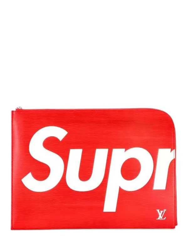 LOUIS VUITTON Pochette Jour Limited Edition Supreme Epi Leather Gm Clutch Bag - Red