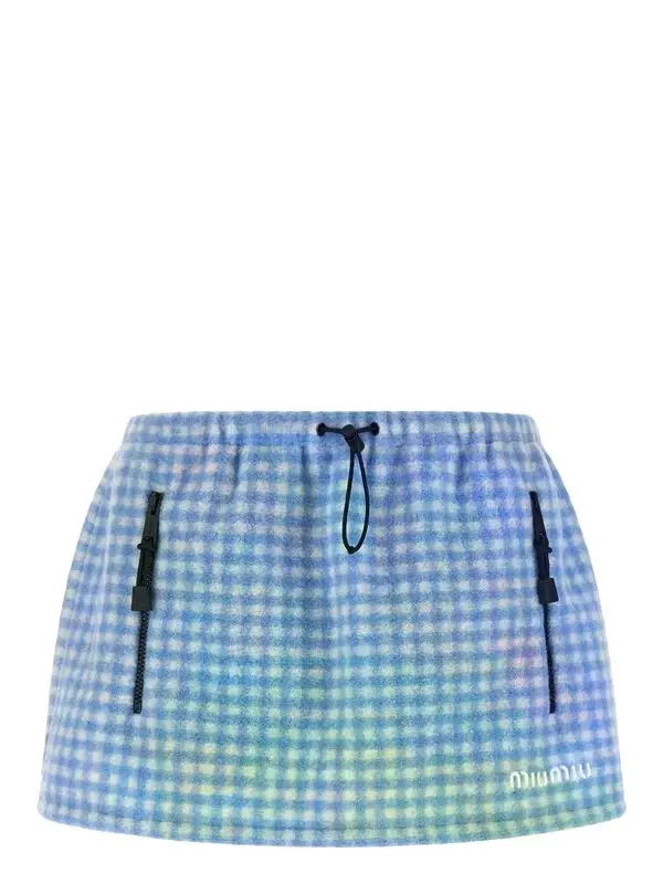 Miu Miu Fleece Mini Skirt With Vichy Pattern - Blue