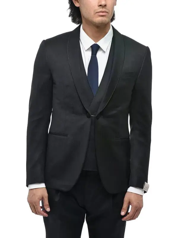 Corneliani Shawl-lapel Jacquard Suit - Black