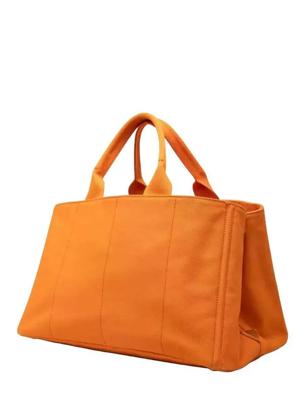 Prada Canapa Logo Tote Satchel - Orange