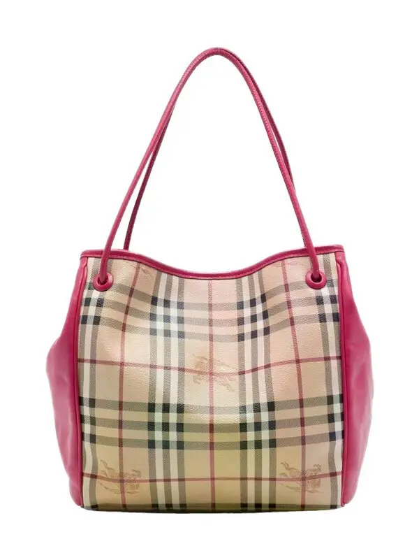 Burberry Haymarket Check Coated Canvas And Calfskin Canterbury Tote Bag - Neutrals