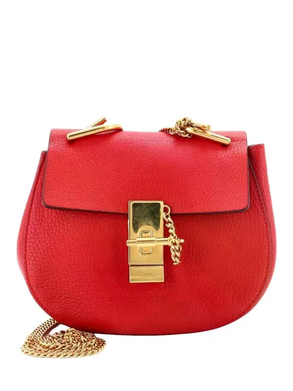Chloé Drew Leather Mini Crossbody Bag - Red