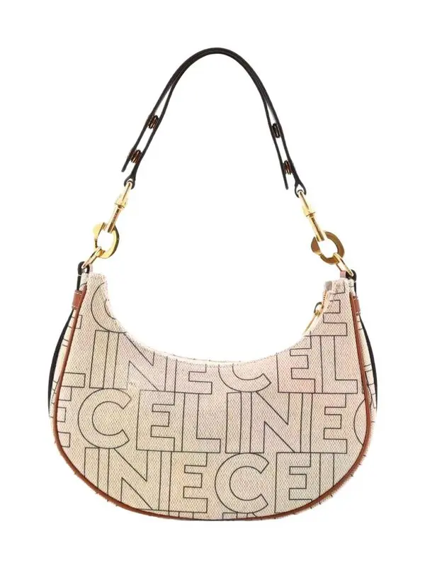 Celine Ava Bag All-over Logo Textile Medium Shoulder Bag - Brown