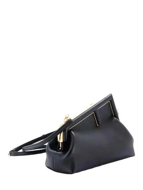 Fendi First Bag Leather Small Clutch Bag - Black