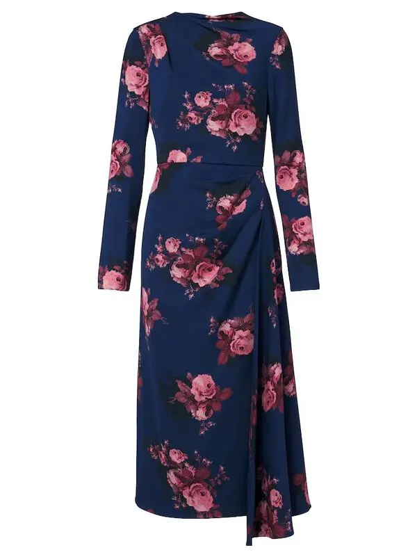 Erdem Floral Jersey Midi Dress - Blue