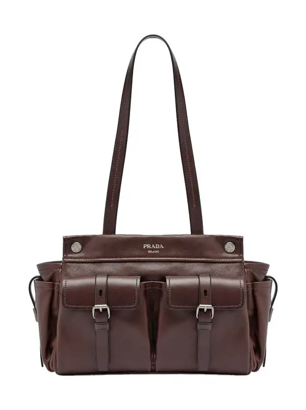 Prada Route Medium Leather Tote Bag - Brown