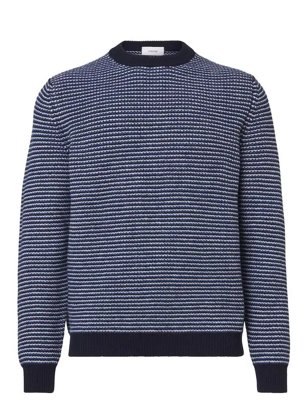 LARDINI Striped Wool And Cashmere Crewneck Sweater - Blue