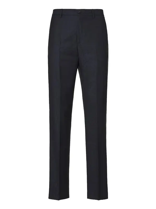 Etro Jacquard Virgin Wool Straight Pants - Blue