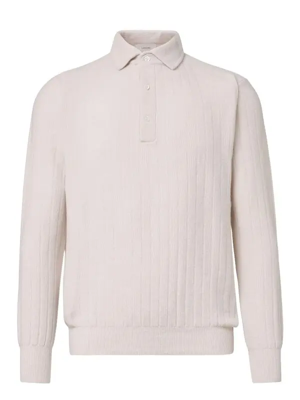 LARDINI Cashmere Polo Sweater - White