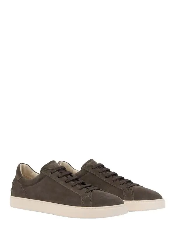 TOD'S Suede Almond Toe Lace-up Sneakers - Grey