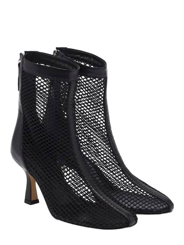 SOULIERS MARTINEZ Fira Leather-trimmed Mesh Ankle Boots - Black