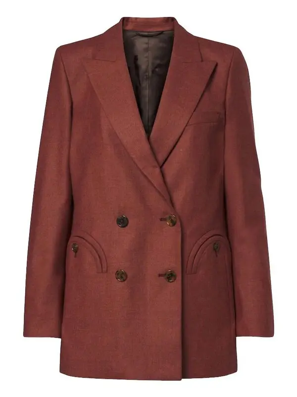 BLAZÉ MILANO Double Breasted Wool Cashmere Blazer - Orange