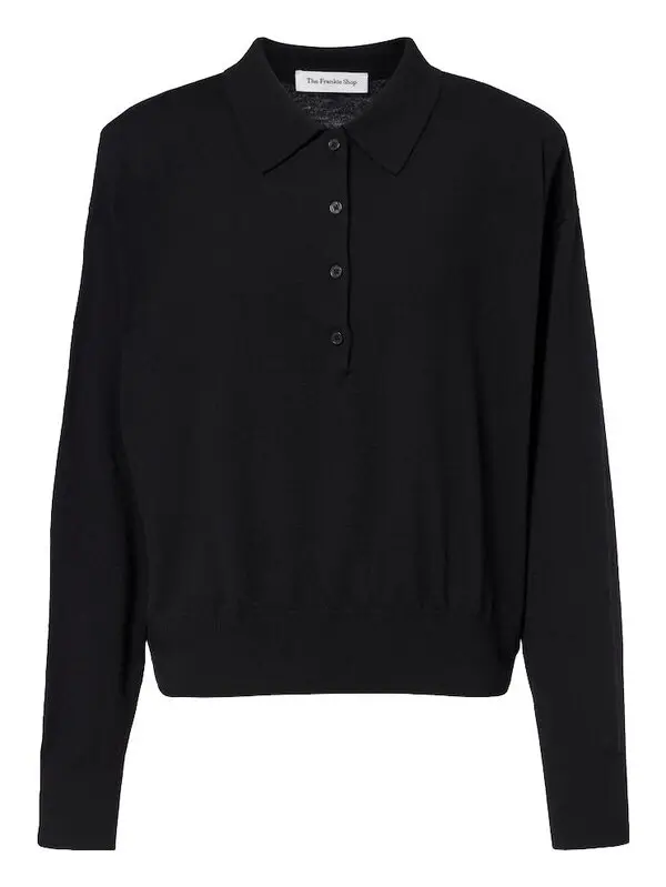 THE FRANKIE SHOP Croydon Wool-blend Polo Sweater - Black