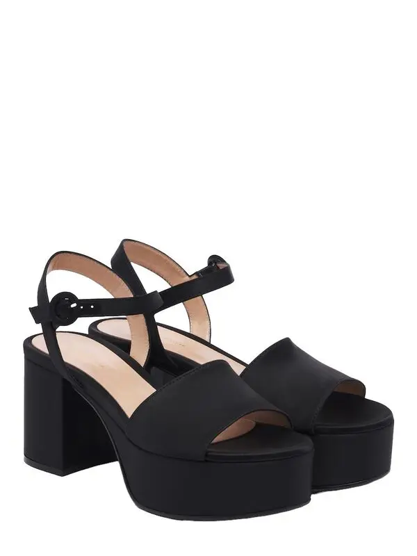 GIANVITO ROSSI Satin Platform Sandals - Black