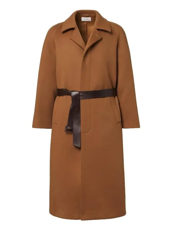 Saint Laurent Belted Wool Coat - Brown