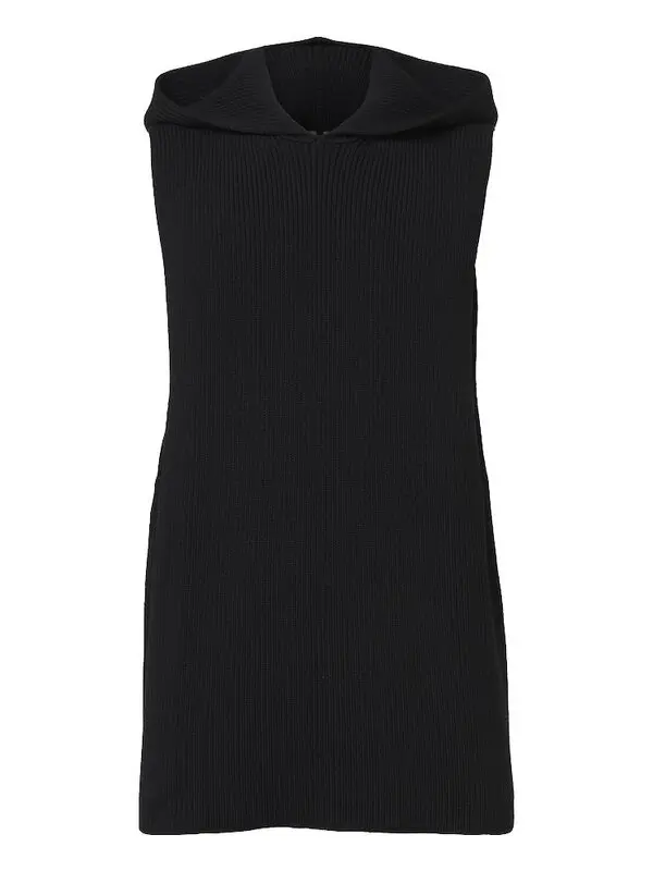 Rick Owens Hooded Ribbed-knit Virgin Wool Tank Top - Black