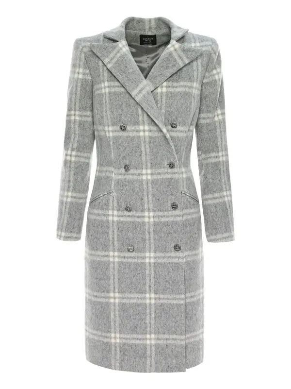 AVENUE N°29 Check Wool Chester Coat - Grey