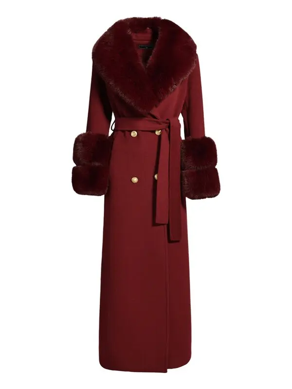 HORTONS ENGLAND Mayfair Burgundy Cashmere Coat - Red