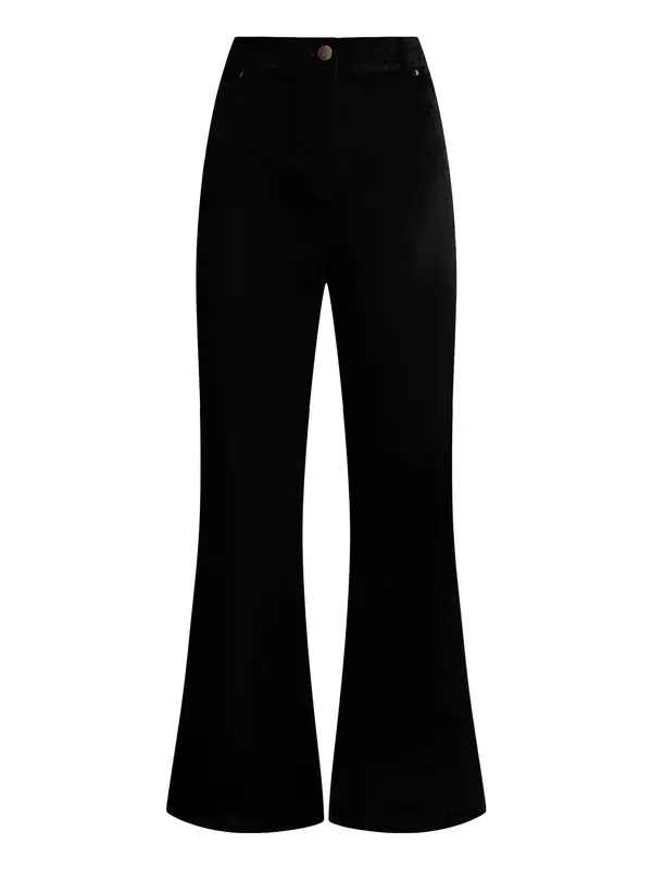 WHY MARY Stepping Out Velvet Corduroy Flare Pants - Black